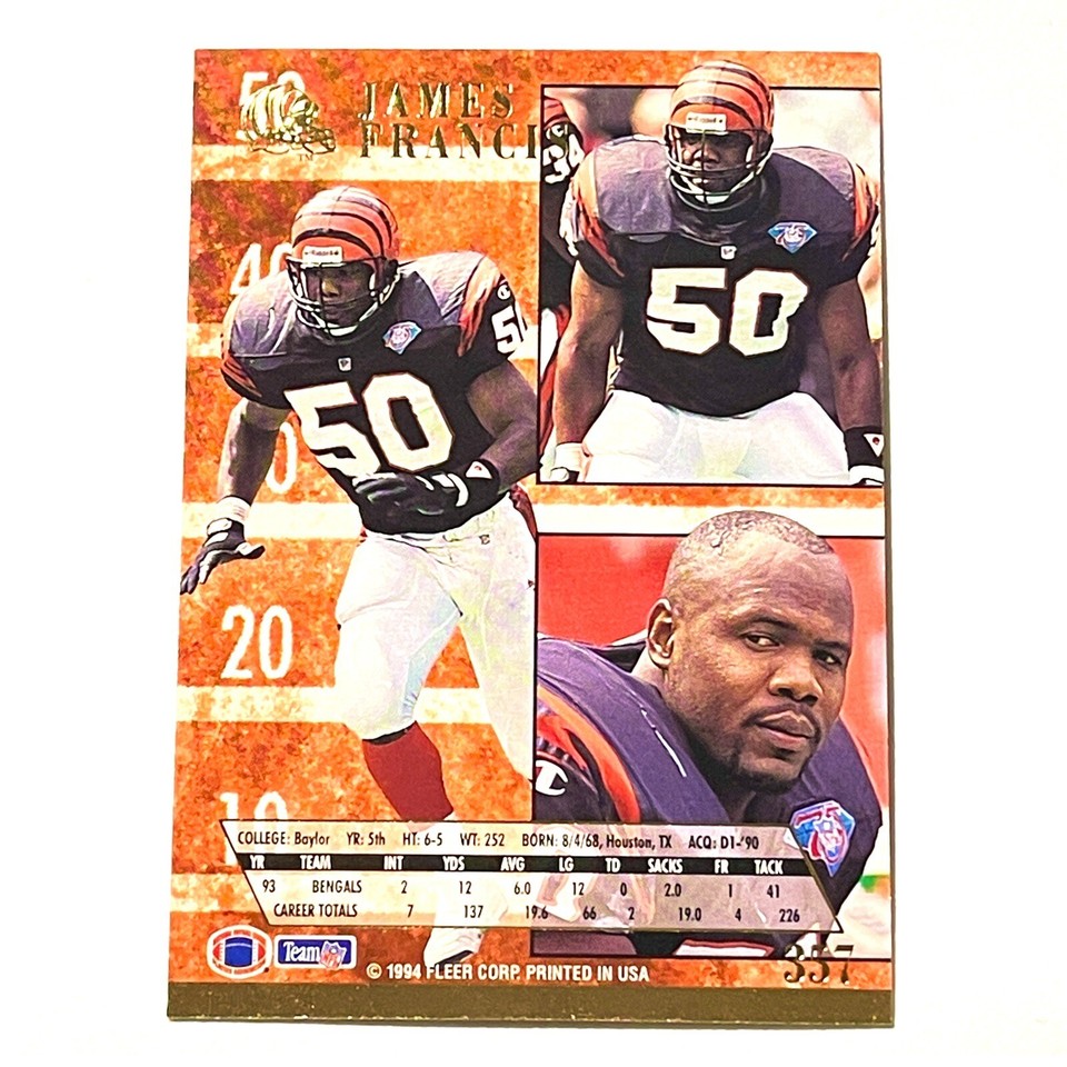 James Francis 1994 Fleer Ultra NFL Card #357 Cincinnati Bengals ...