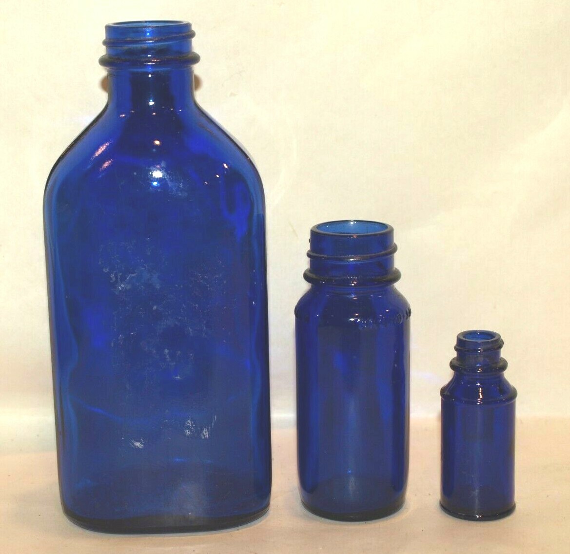 Vintage Cobalt Blue Glass Medicine Bottles Lot, 2.5", 4" and 7 ...