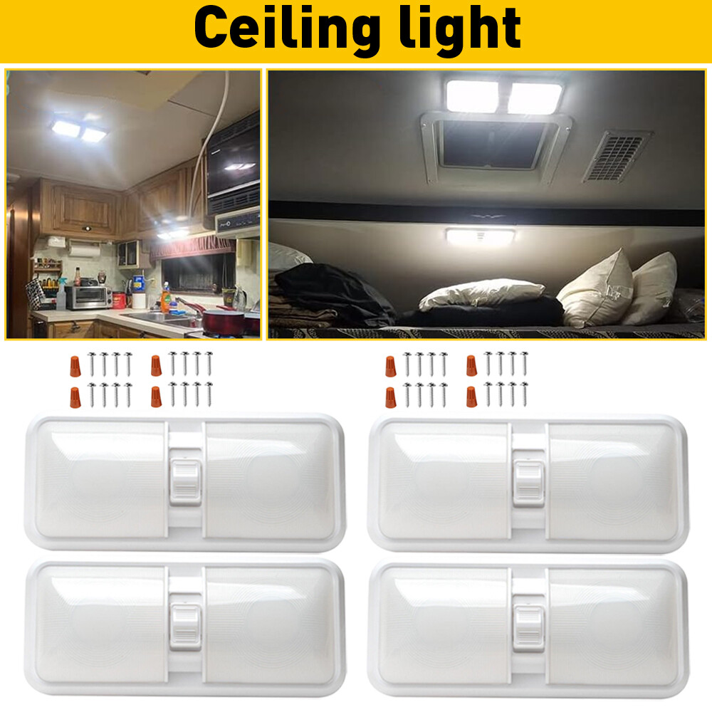 48LED 12V LED RV Interior Ceiling Light Boat Camper Trailer double Dome ...