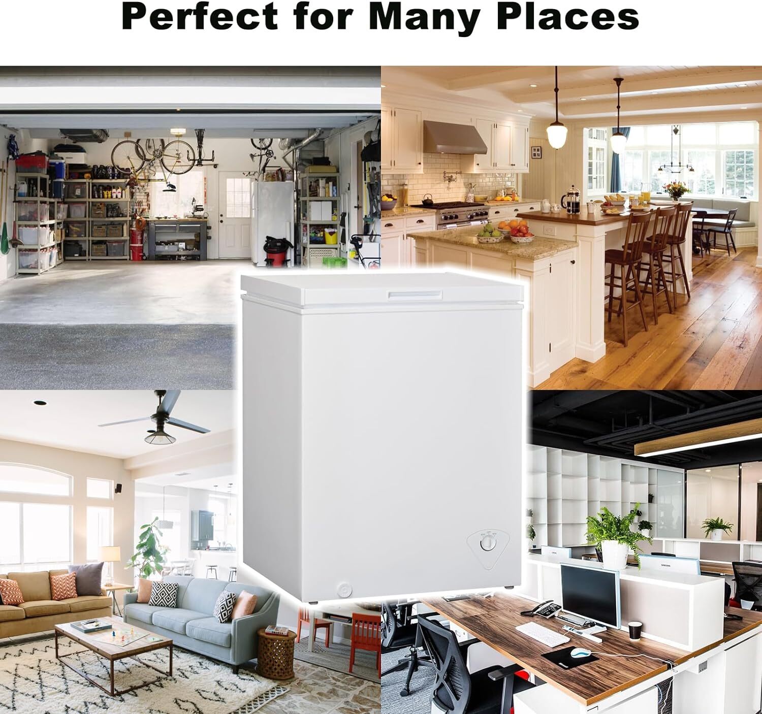 5.0 Cu.Ft Chest Freezer Deep Freezer Garage Kitchen Basket Top Open ...