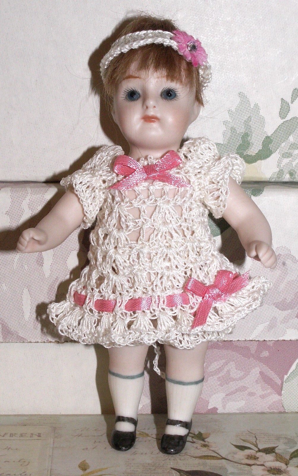 Antique Doll Dress Pants & Headband for 4.5"- 5" Miniature Picolette ...