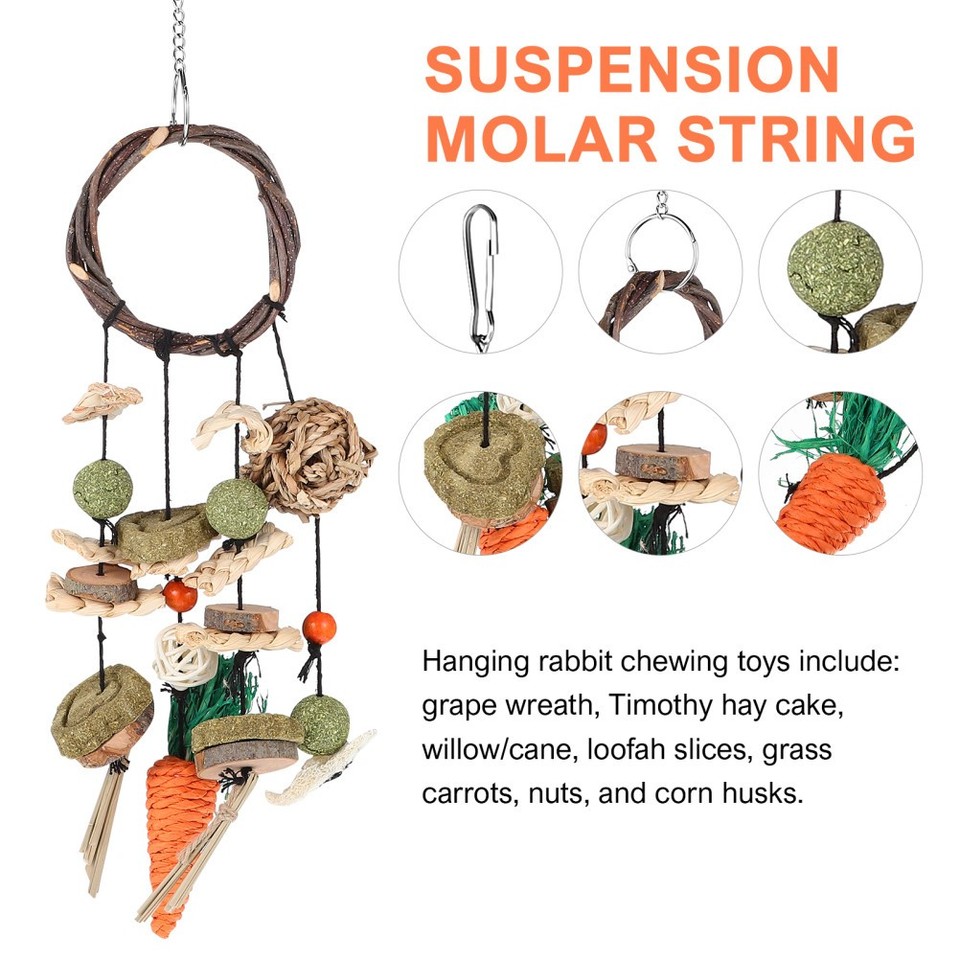 Small Animal Chews Toy Bunny Toys for Pet Hamster Chewing Hanging ...