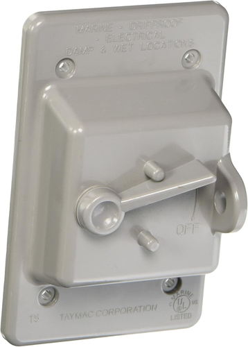 PTC100GY Weatherproof Vertical Box Mount Nonmetallic Toggle Cover, 1 ...