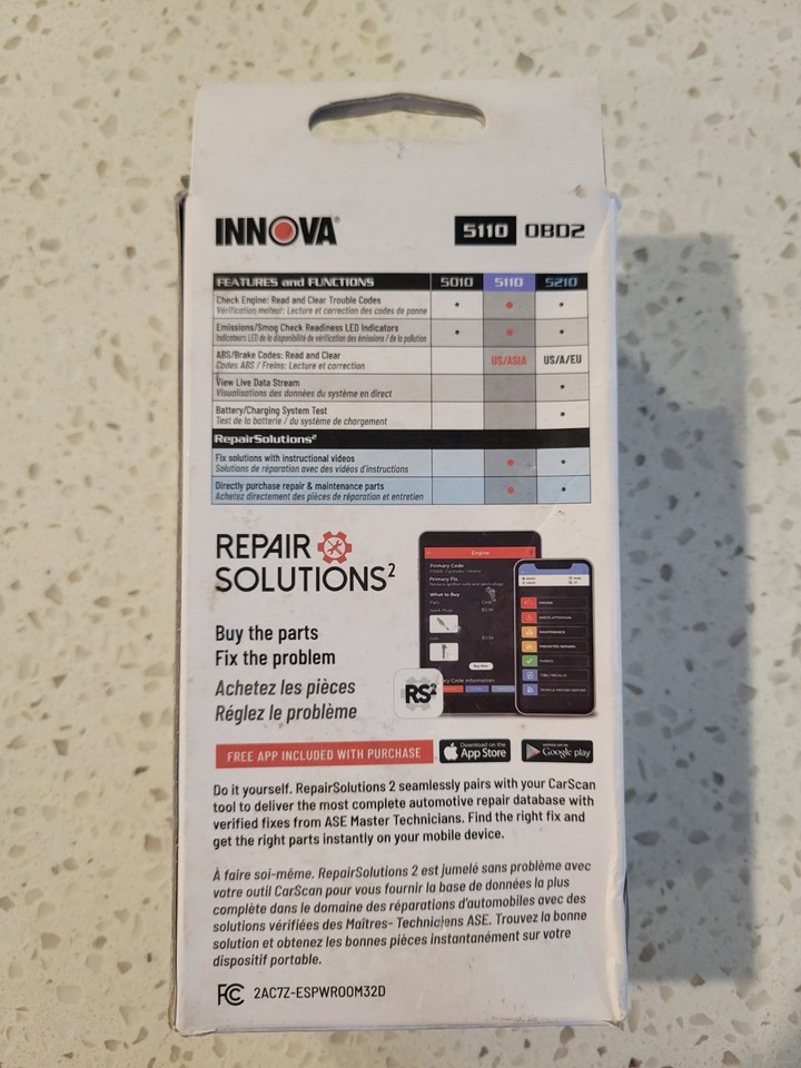 Innova OBD2 CarScan Reader w/ Repair Solutions 2 #5110 Black Open Box ...