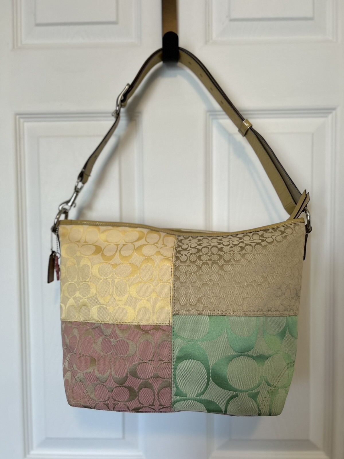 Coach Pastel Patchwork Signature C Shoulder Bag Purse… - Gem