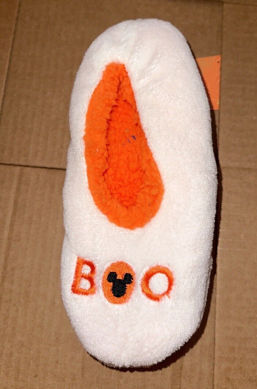 Disney Mickey Mouse HALLOWEEN BOO FUZZY SLIPPERS WOMENS OSFM NEW | eBay