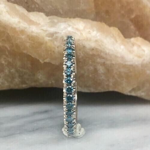 2Ct Lab Created Blue Diamond Full Eternity Wedding Band 14K White Gold ...