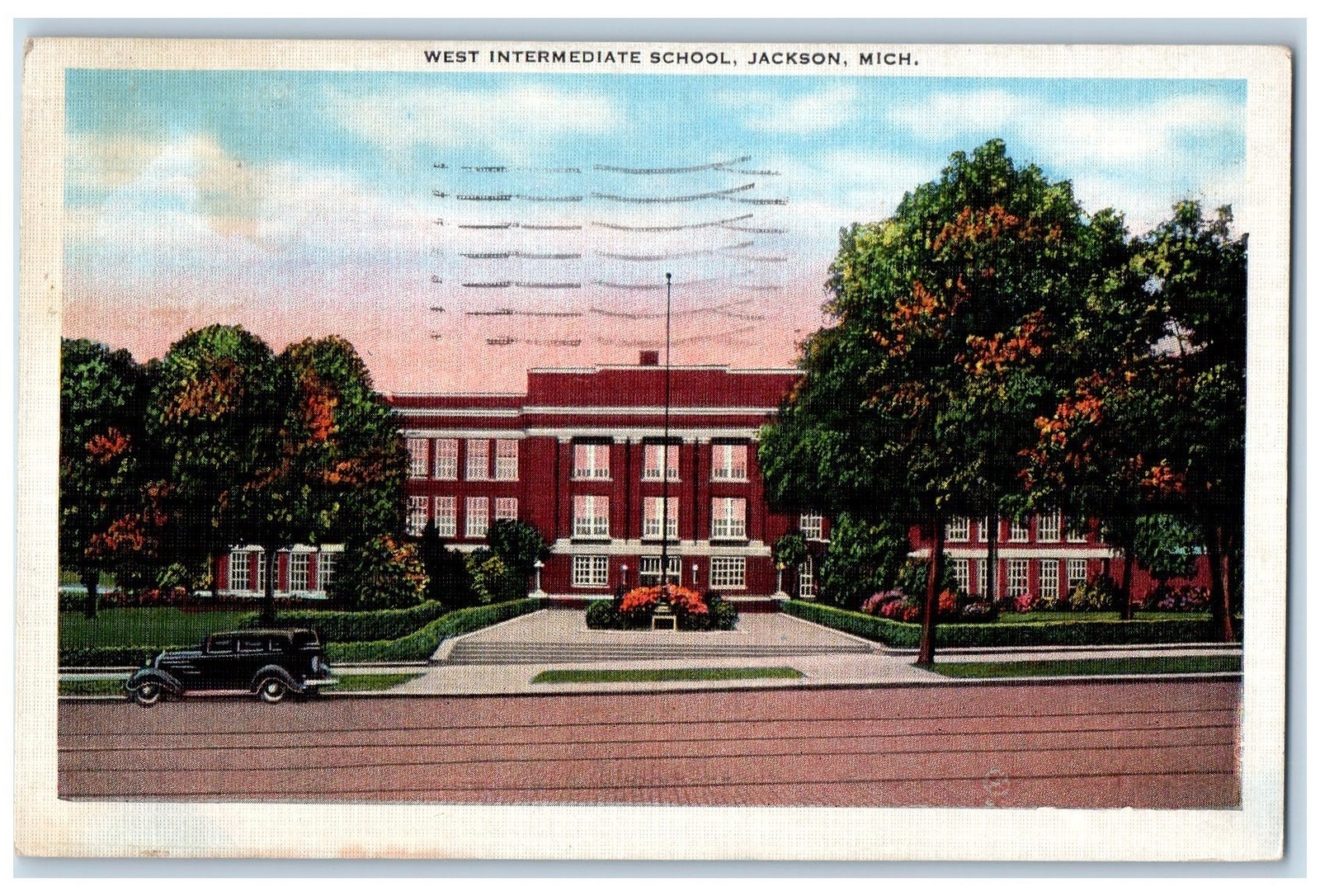 1940 West Intermediate School Scene Jackson Michigan MI Posted Vintage ...