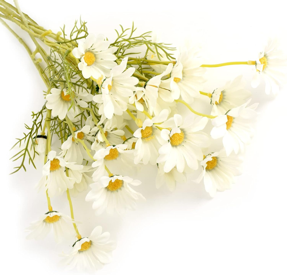 Artificial Daisy Flowers 6 Bundles 21” Faux Silk Daisy Flowers with ...