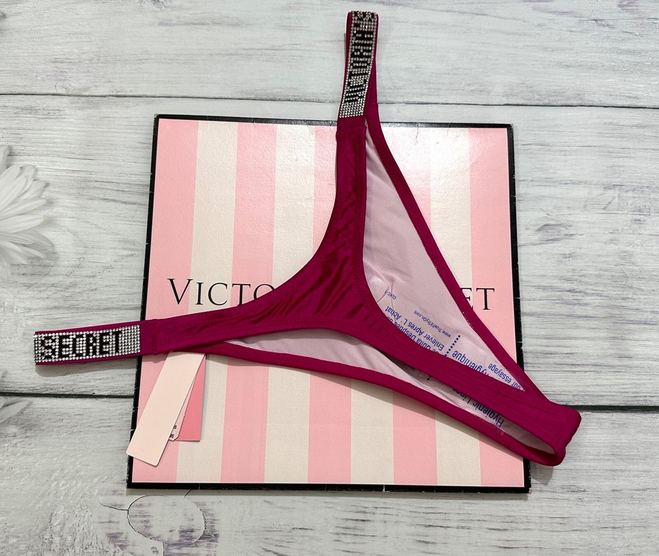Victoria's Secret Shine Strap SWIM RHINESTONE THONG BIKINI BOTTOM | eBay