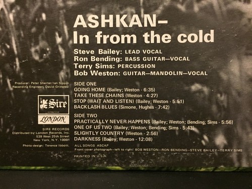 LP Ashkan In From The Cold USA 1969 Sire/London LP VG+/NM- Psych/Rock ...