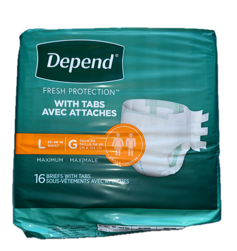 Depend Fresh Protection incontinence Briefs With Tabs for M/W, large ...