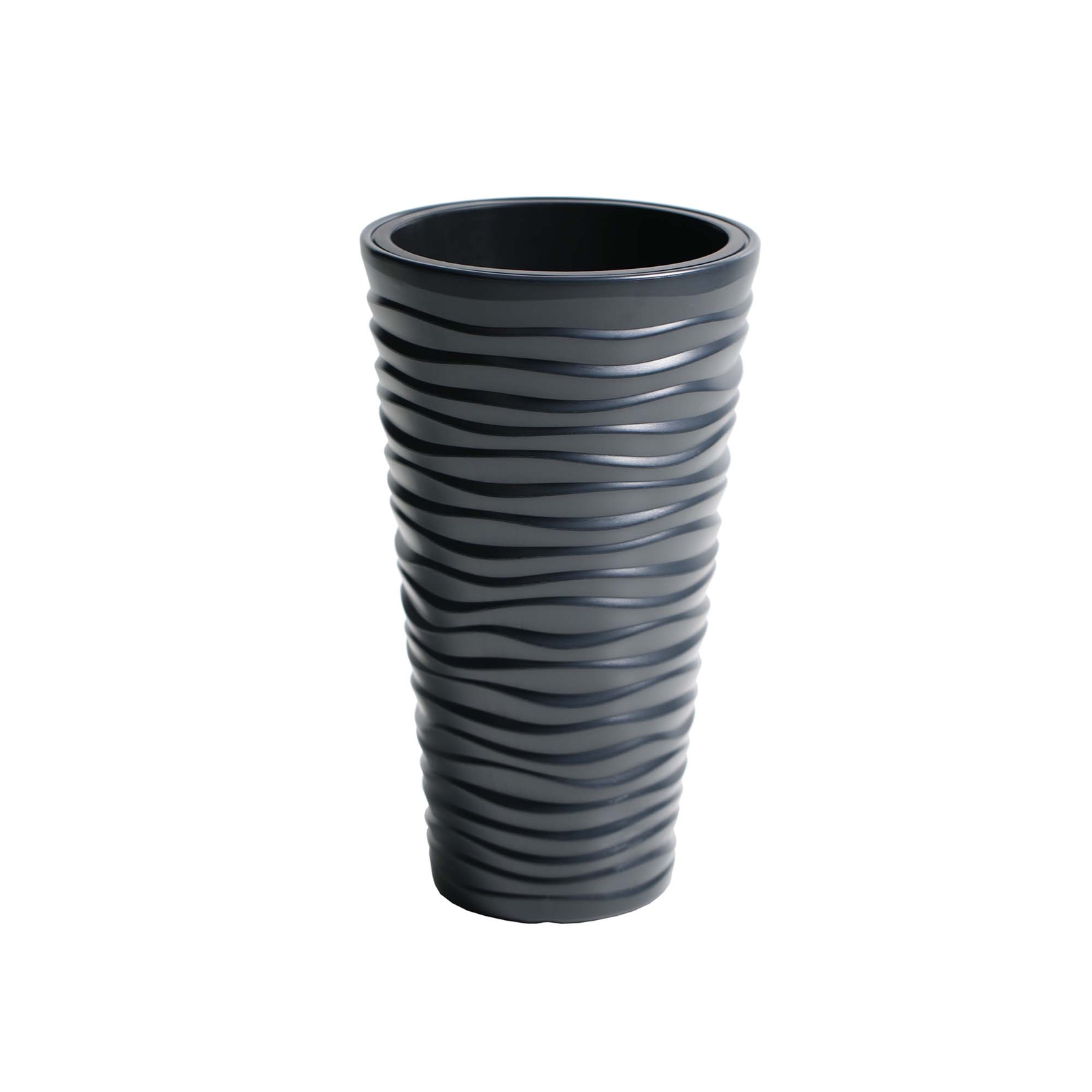 Blumentopf mit Einsatz Blumenkübel Slim Rund Welle Pflanzgefäß Übertopf ...