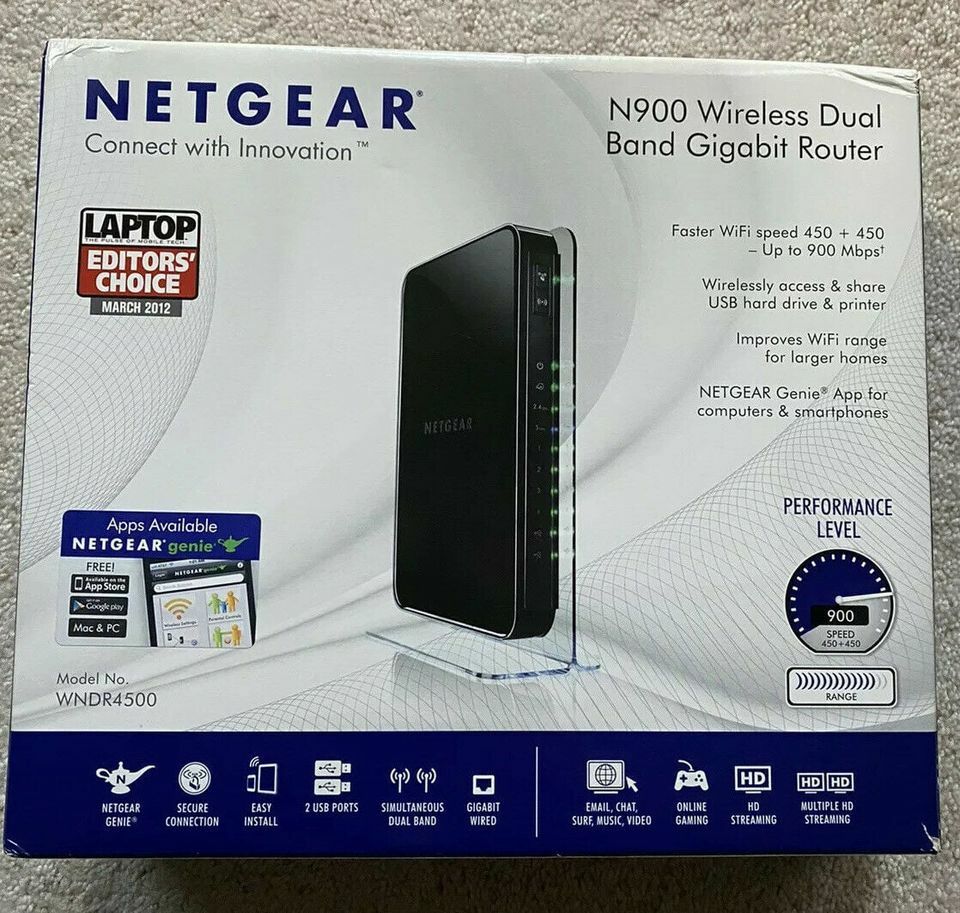 Netgear N900 450 Mbps 4-Port Gigabit Wireless N Router (WNDR4500 ...