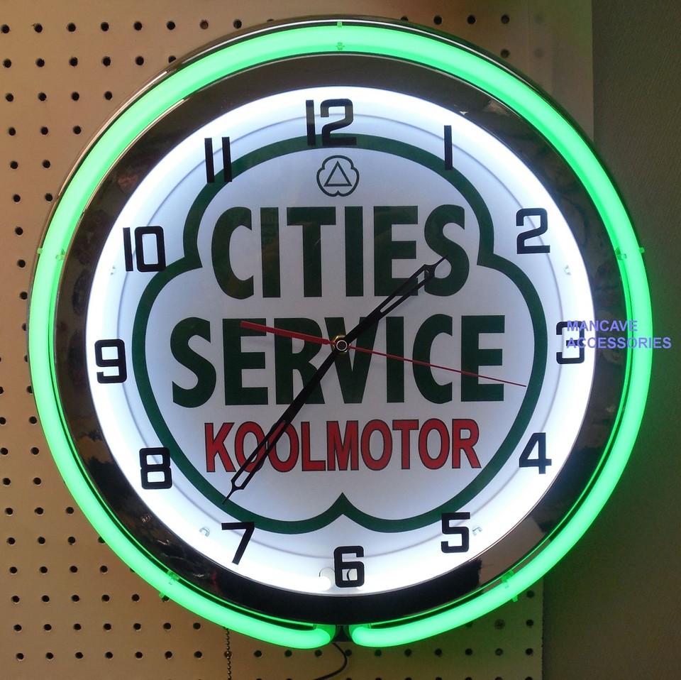 19" CITIES SERVICE Koolmotor Gasoline Gas Station Sign Double Neon ...