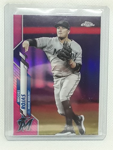 Miguel Rojas 2020 Topps Chrome Baseball - Pink Refractor #105 - Miami ...