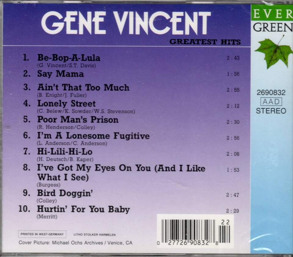 Gene Vincent - Greatest Hits - CD - Brand New | eBay