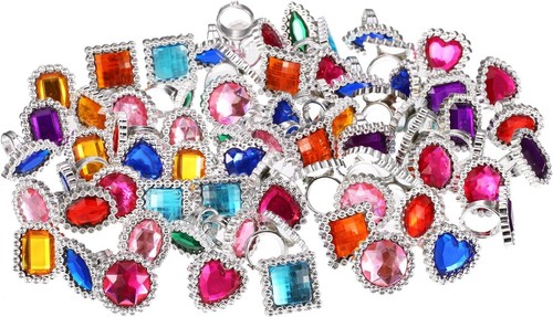 Shappy 72 Pcs Colorful Plastic Rings Adjustable Fake Princess Jewelry ...