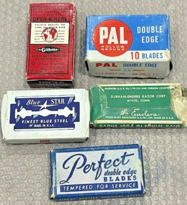 2400 - 5 Full Packs of Vintage Razor Blades-Gillet/PAL/Blue Star/Enders ...