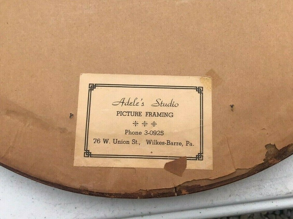 PAIR OF PRIMITIVE ANTIQUE COUNTRY WATERCOLOR GILT FRAMED OVAL PORTRAIT ...