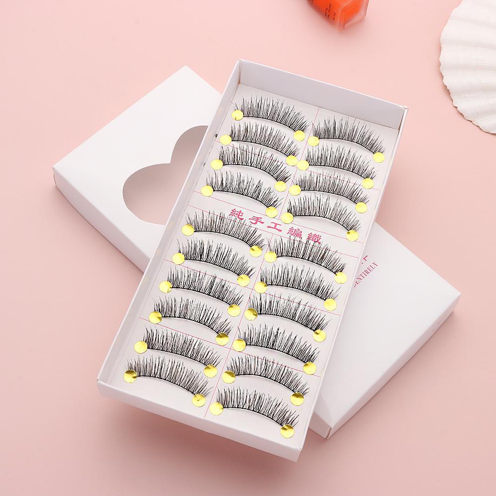10 Pair Fashion Natural Long False Eyelashes Makeup tool Black Fake ...