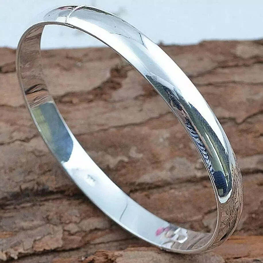 Solid 925 Sterling Silver Open Mens Women Torque Identity Bangle ...