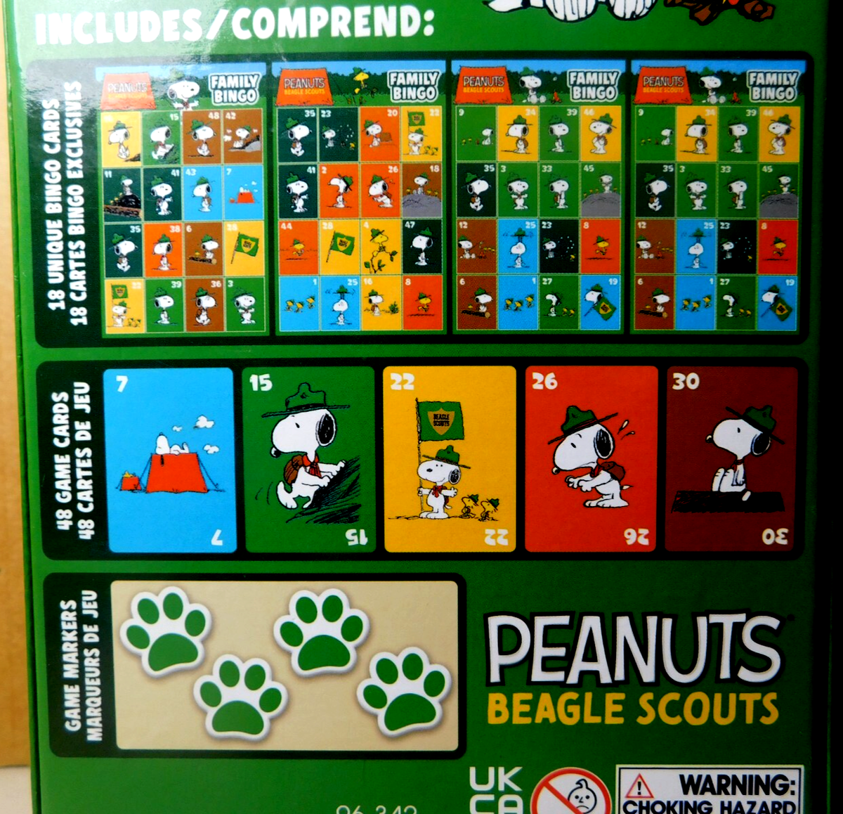 Bingo Game For Kids Peanuts Snoopy Beagle Scouts Bingo Game - Family ...