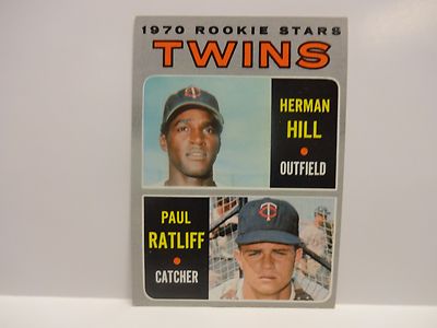 1970 Topps Baseball Twins Rookie Stars Herman Hill, Paul Ratliff Card ...