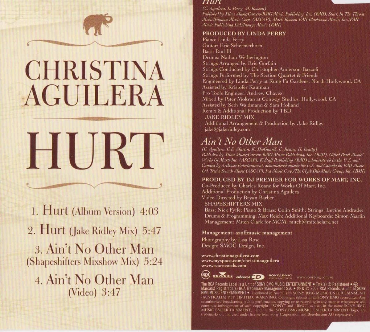 Christina Aguilera Album Cover Hurt