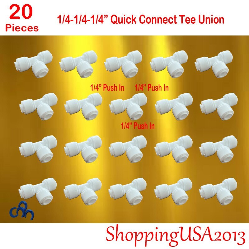 20 X Quick Connect Tee Fitting Connector 1/4-1/4" Water Filter RO ...