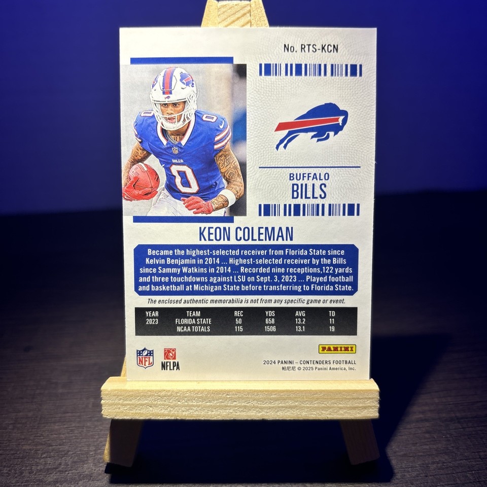 Keon Coleman - 2024 Contenders Rookie Ticket Swatch #RTS-KCN Bills ...