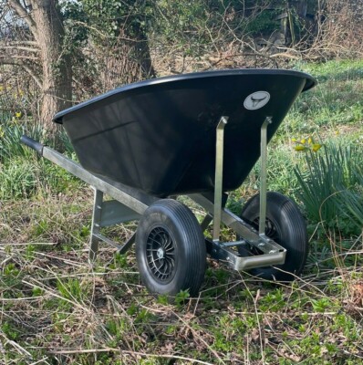 TWIN OX WHEELBARROW 160L 200L Puncture Proof Garden Stable Horse Tyres ...