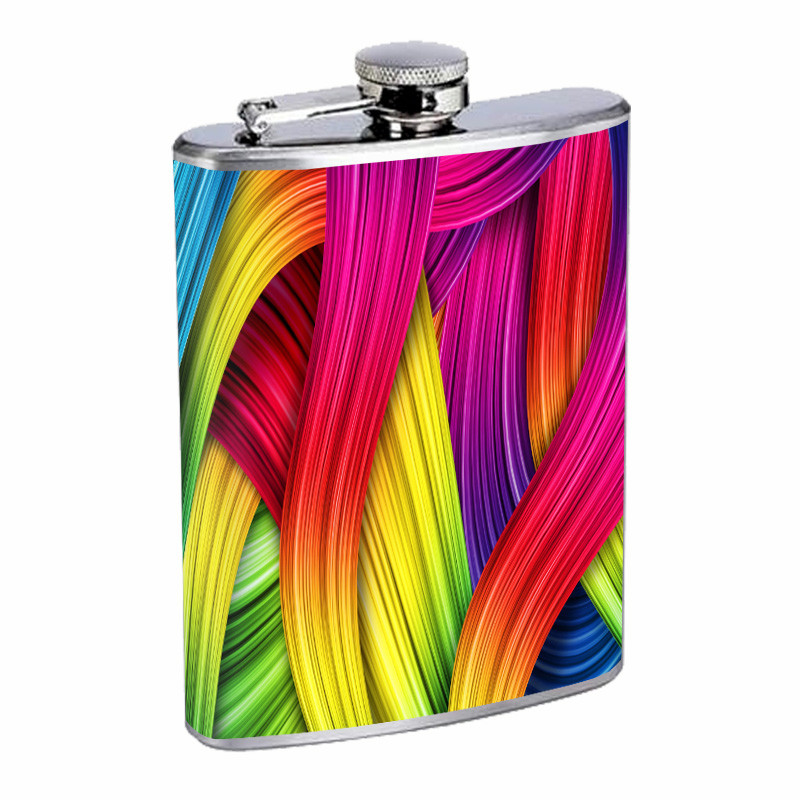 Groovy Rainbow Em5 Flask 8oz Stainless Steel Hip Drinking Whiskey | eBay