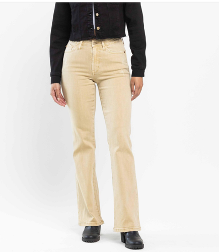 Judy Blue Mid Rise Garment Dyed Khaki Slim Bootcut Denim 88504 7/28 | eBay