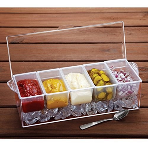Chilled Condiment Server Caddy Ice Holder Dispenser Cooler Bar 5 Tray ...