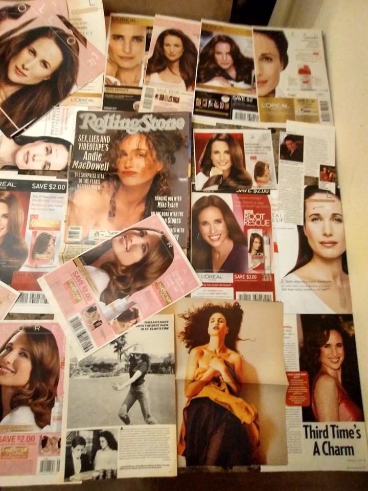 andie macdowell Actress-supermodel Clippings lot 7 Oz. | eBay