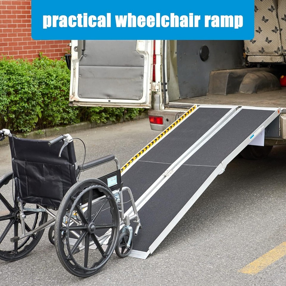 2-10ft Folding Aluminum Wheelchair Ramp Portable Mobility Scooter Non ...