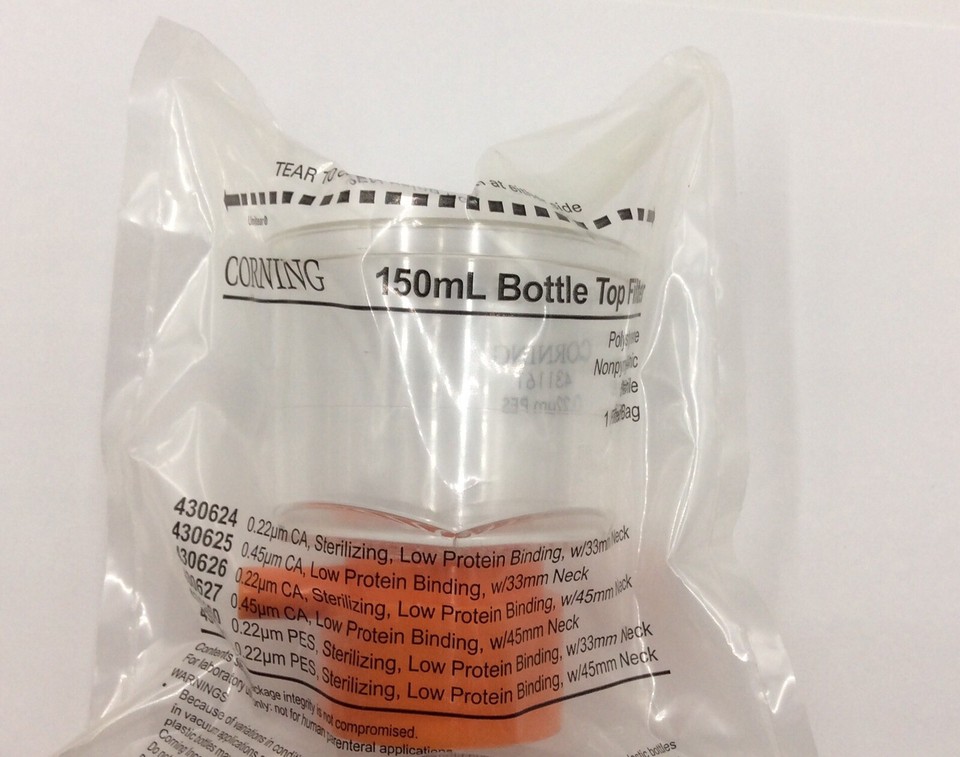 Corning 150mL PES Bottle Top Vaccum Filter w/ 45mm Neck Sterile 431161 ...