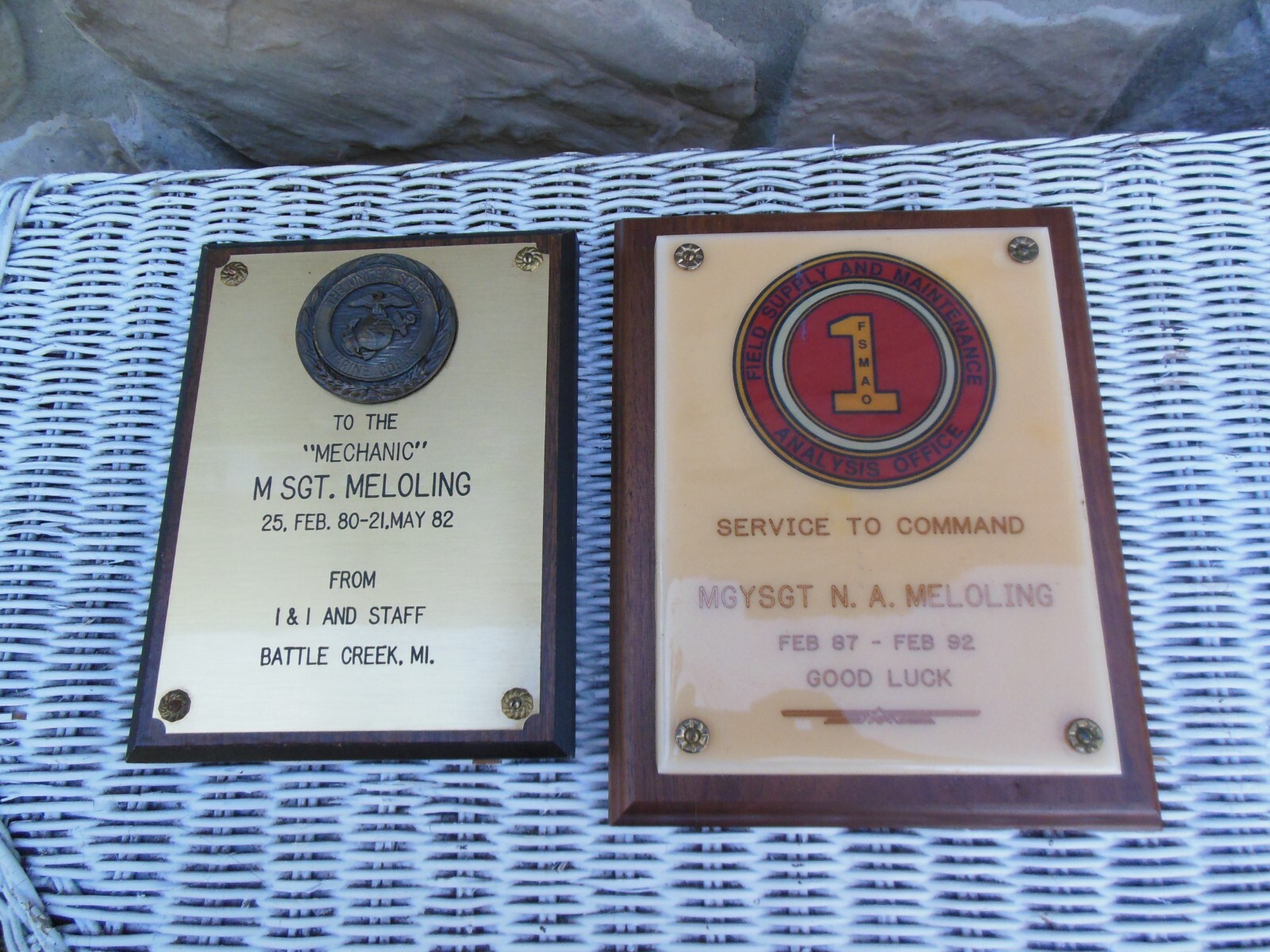 U.S. Marine Corps Plaques Sergeant Meloling " Mechanic " & FSMAO Plaque ...