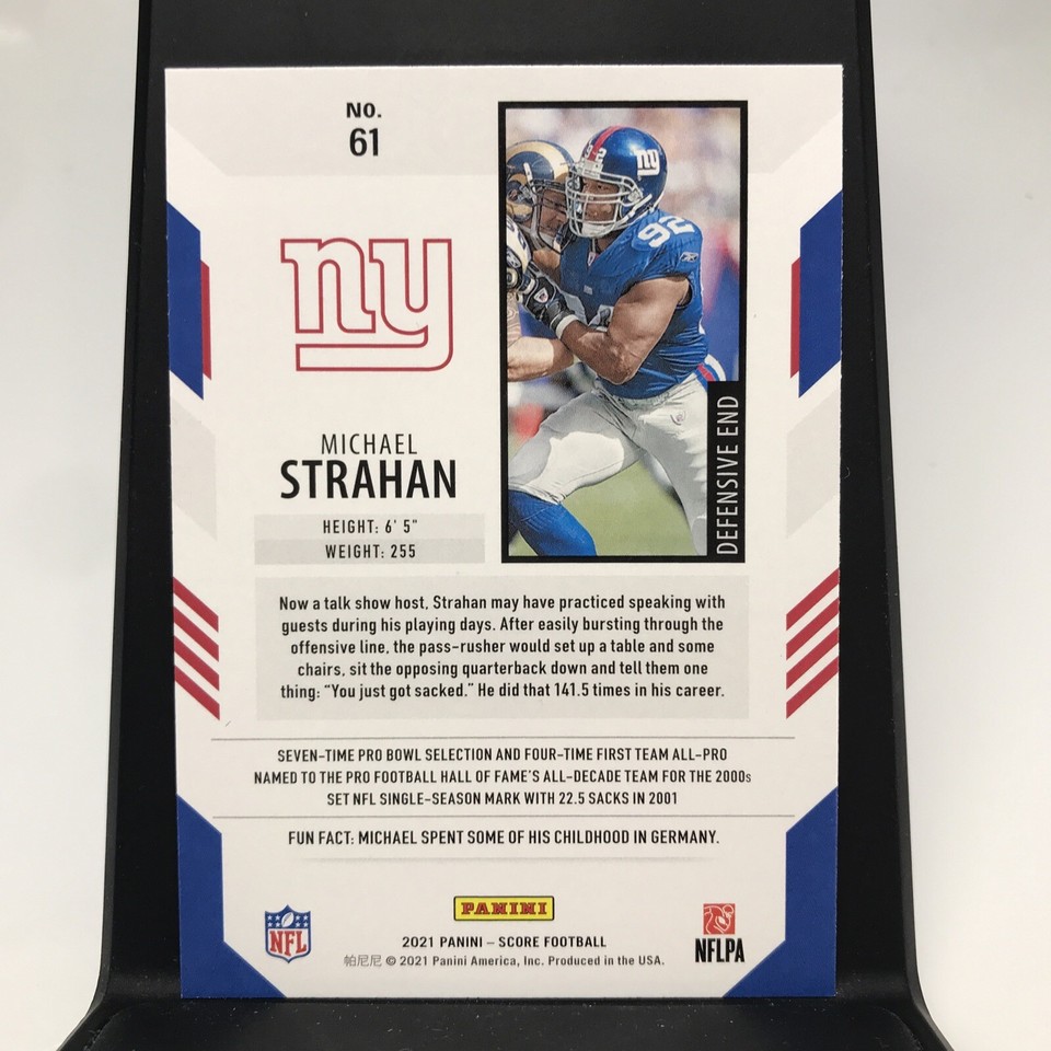 Michael Strahan 2021 Panini Score Football NFL Base Card #61 New York ...