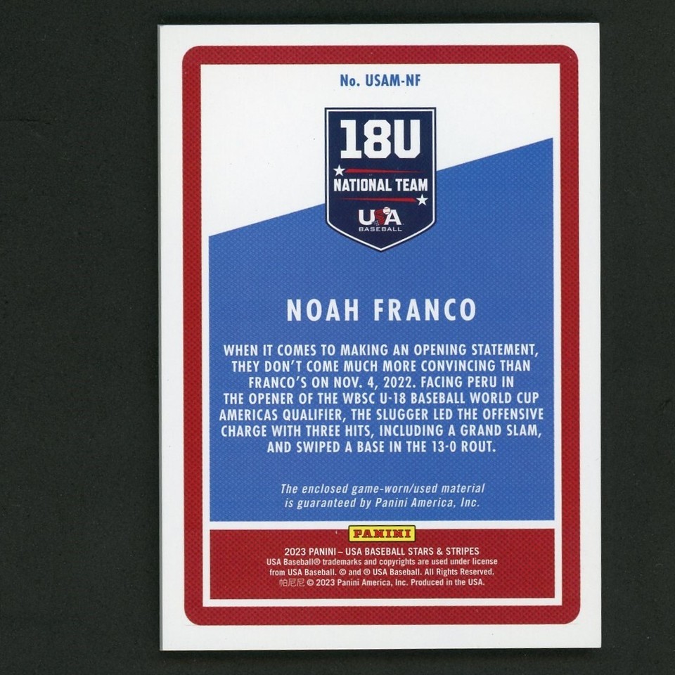 2023 Panini USA Stars and Stripes #USAM-NF Noah Franco Jersey Silver SP ...
