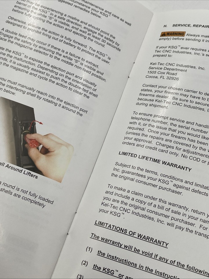 Kel-Tec Keltec KSG Instruction & Parts Owners Manual Original | eBay