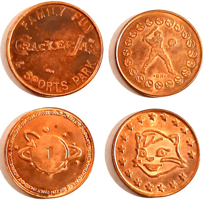Vintage All Copper Arcade Token Lot Of 4 Dandy Cracker Jax Cinemark ...