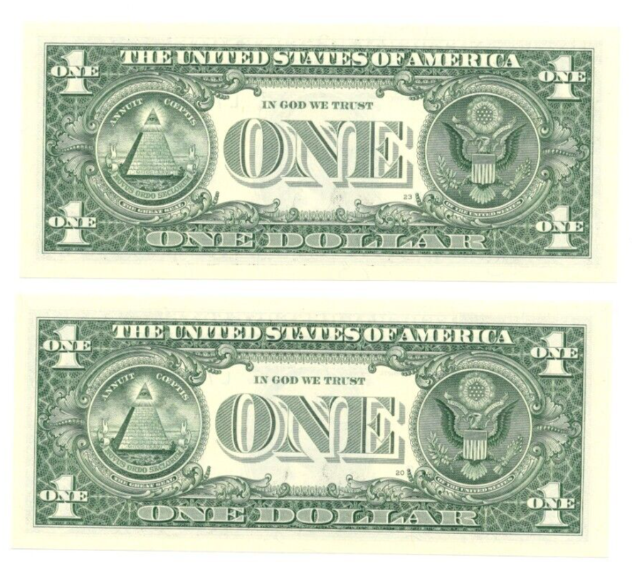 NEW 2021 Five of a Kind 3s Fancy Serial One Dollar Lot of 2 Notes Crisp ...