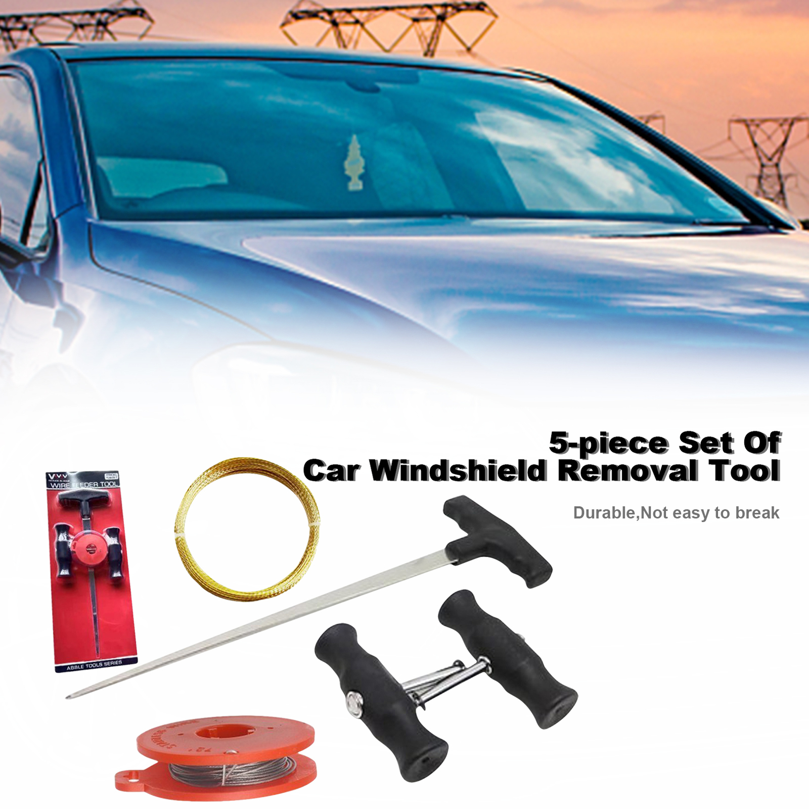 5pcs Windshield Removal Kit Automotive Wind Glass Remover Hand Wire ...