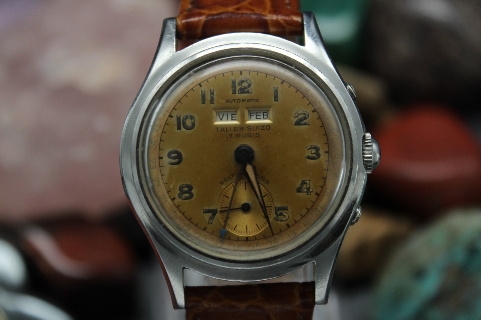 Vintage TALLER SUIZO By HEUER Bumper Automatic Triple Date Stainless ...