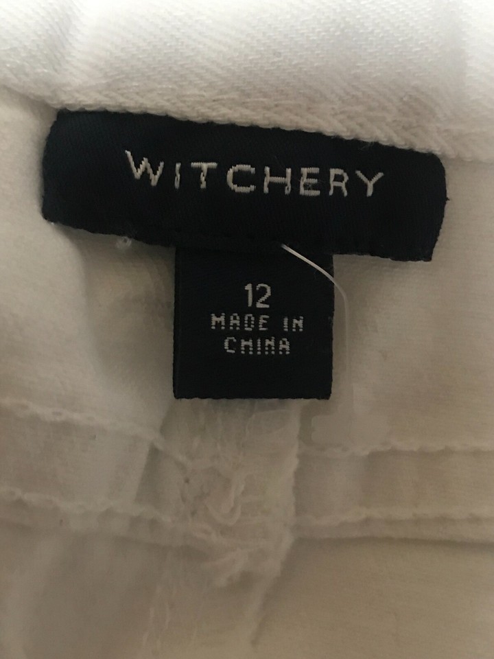 WITCHERY WHITE DENIM FRAYED SKIRT WITH POCKETS SZ: 12 NN | eBay Australia