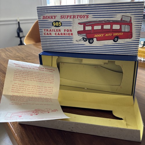 Dinky Supertoys 985 - Trailer for Car Carrier - box, insert , paperwork ...