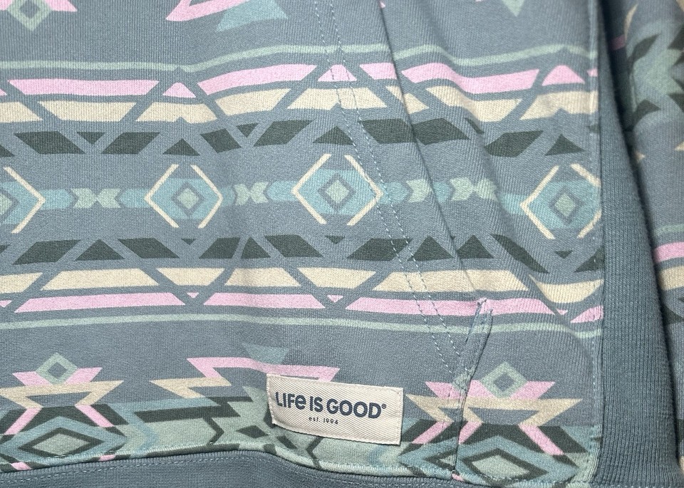 LIFE IS GOOD WOMEN'S SOUTHWESTERN GEO PATTERN FLEECE HOODIE SIZE LARGE ...