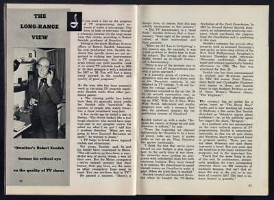 1958 TV ARTICLE / ROBERT SAUDEK / OMNIBUS SHOW TELEVISION PRODUCER | eBay